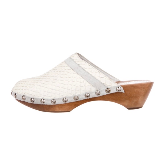 Devi Kroell | Shoes | Devi Kroell Ivory Anacondasuede Wood Clogs Sz 37 ...